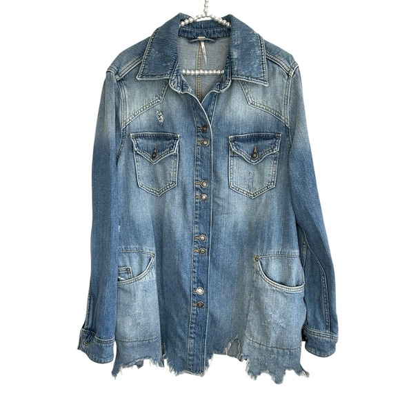 Free People | Jackets & Coats | Free People Moonchild Denim Shirt ...